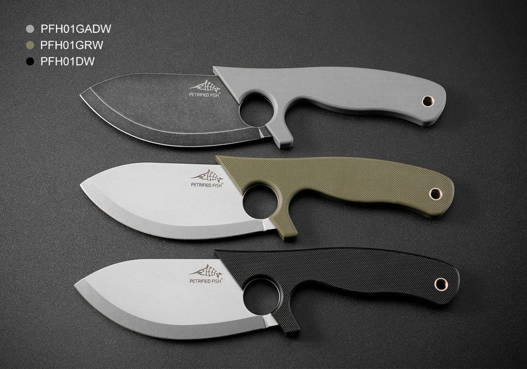 Petrified Fish PFH01 EEL , 3.46" 9CR18MOV Steel Blade, G10 Handle, Mul